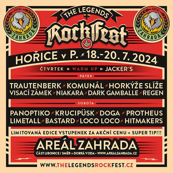The Legends Rock Fest, Areál Zahrada, Hořice - Vstupenky | Ticketstream